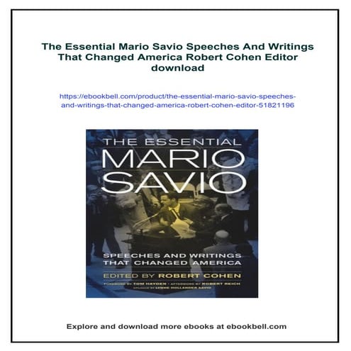 The Essential Mario Savio Speeches And Writings That Changed America ...