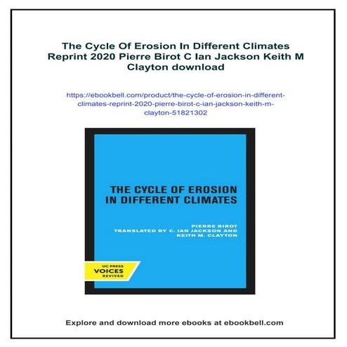 The Cycle Of Erosion In Different Climates Reprint 2020 Pierre Birot C ...