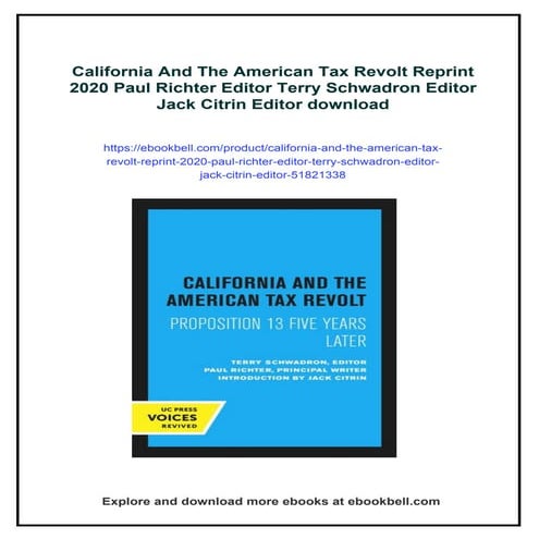 California And The American Tax Revolt Reprint 2020 Paul Richter Editor ...