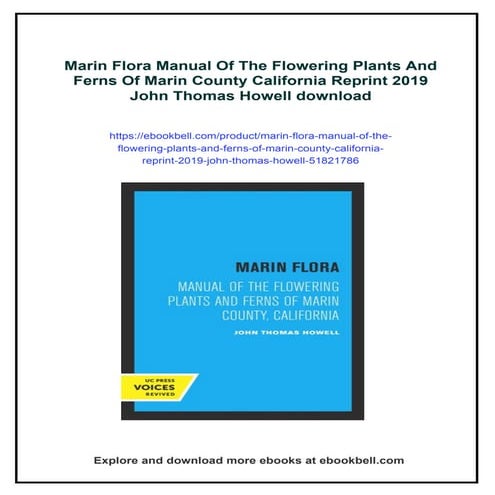 Marin Flora Manual Of The Flowering Plants And Ferns Of Marin County ...