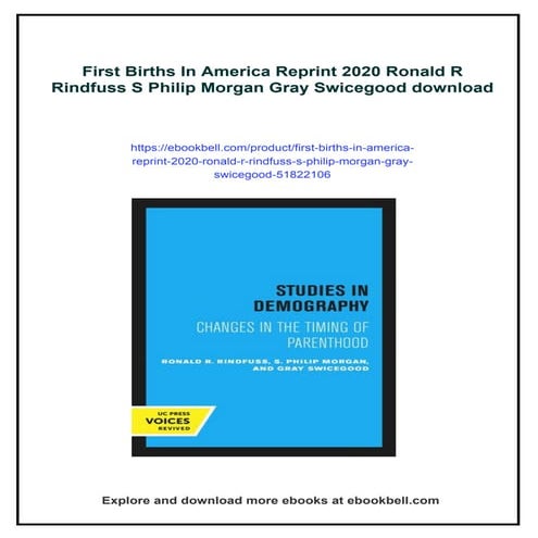 First Births In America Reprint 2020 Ronald R Rindfuss S Philip Morgan ...