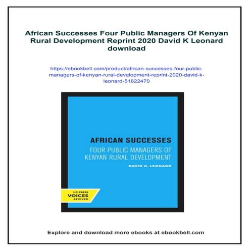 African Successes Four Public Managers Of Kenyan Rural Development ...