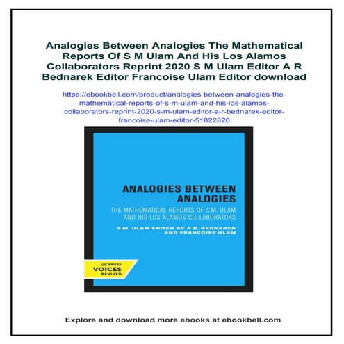 Analogies Between Analogies The Mathematical Reports Of S M Ulam And ...
