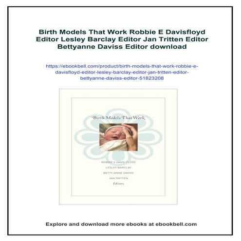 Birth Models That Work Robbie E Davisfloyd Editor Lesley Barclay Editor ...