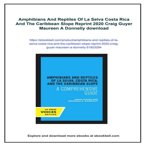 Amphibians And Reptiles Of La Selva Costa Rica And The Caribbean Slope ...