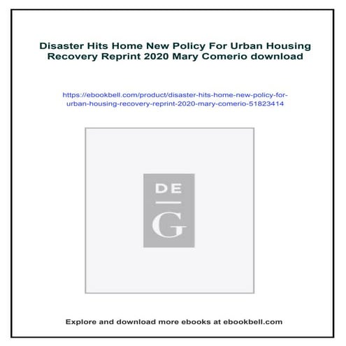 Disaster Hits Home New Policy For Urban Housing Recovery Reprint 2020 ...
