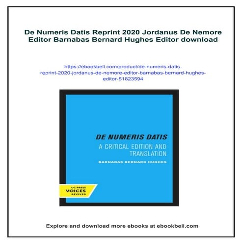 De Numeris Datis Reprint 2020 Jordanus De Nemore Editor Barnabas ...