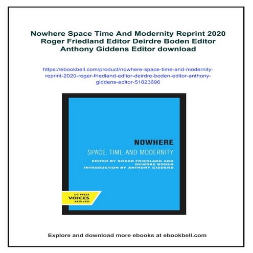 Nowhere Space Time And Modernity Reprint 2020 Roger Friedland Editor ...