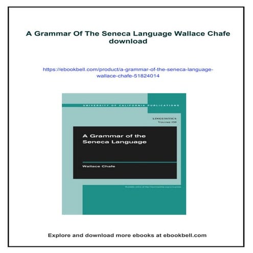 A Grammar Of The Seneca Language Wallace Chafe | PDF