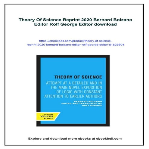 Theory Of Science Reprint 2020 Bernard Bolzano Editor Rolf George ...