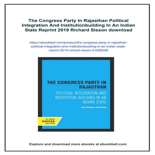 The Congress Party In Rajasthan Political Integration And ...