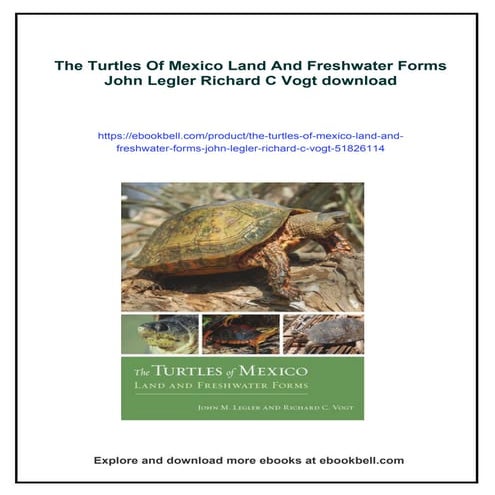 The Turtles Of Mexico Land And Freshwater Forms John Legler Richard C ...