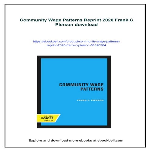 Community Wage Patterns Reprint 2020 Frank C Pierson | PDF