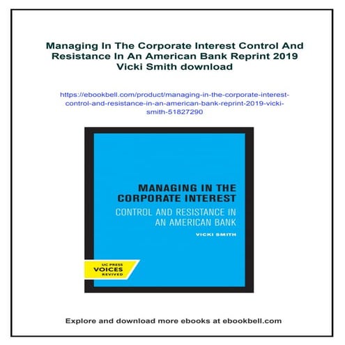 Managing In The Corporate Interest Control And Resistance In An ...