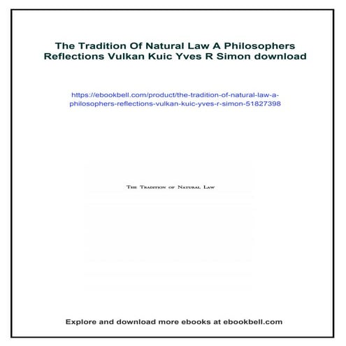 The Tradition Of Natural Law A Philosophers Reflections Vulkan Kuic ...