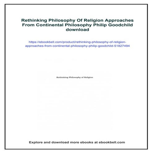 Rethinking Philosophy Of Religion Approaches From Continental ...
