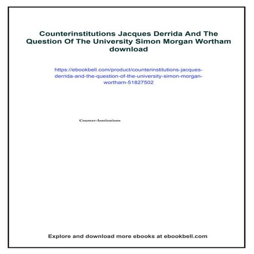 Counterinstitutions Jacques Derrida And The Question Of The University ...