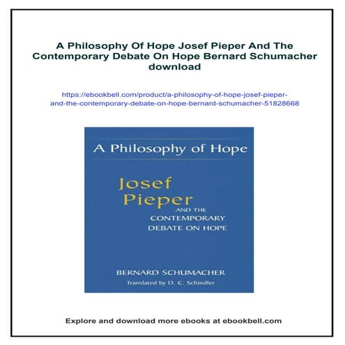 A Philosophy Of Hope Josef Pieper And The Contemporary Debate On Hope ...