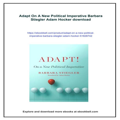 Adapt On A New Political Imperative Barbara Stiegler Adam Hocker | PDF