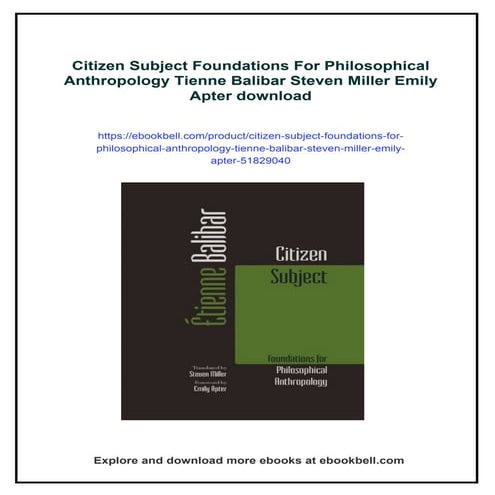 Citizen Subject Foundations For Philosophical Anthropology Tienne ...