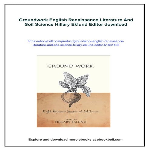 Groundwork English Renaissance Literature And Soil Science Hillary ...