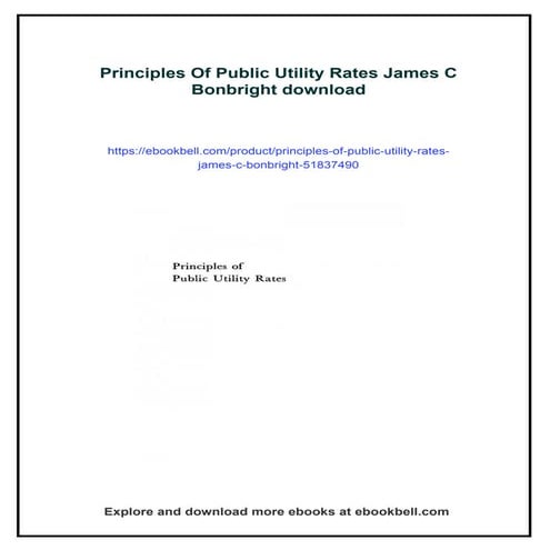 Principles Of Public Utility Rates James C Bonbright | PDF