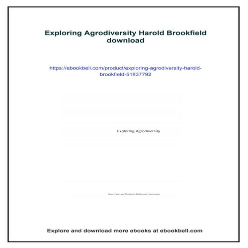 Exploring Agrodiversity Harold Brookfield | PDF