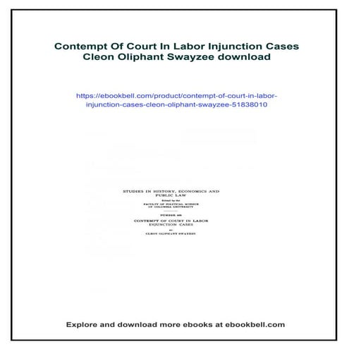Contempt Of Court In Labor Injunction Cases Cleon Oliphant Swayzee | PDF