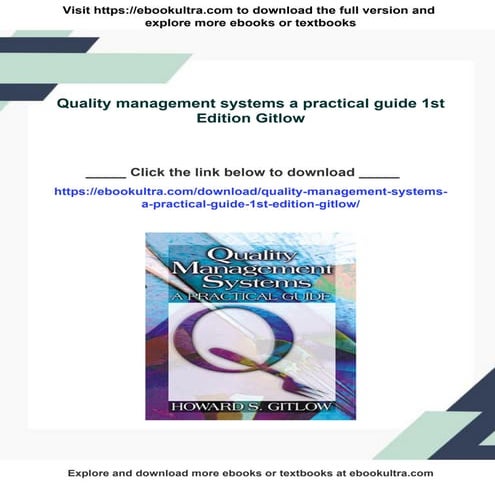 Quality management systems a practical guide 1st Edition Gitlow | PDF
