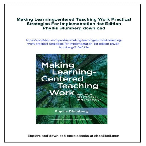 Making Learningcentered Teaching Work Practical Strategies For ...