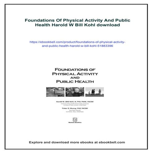 Foundations Of Physical Activity And Public Health Harold W Bill Kohl | PDF