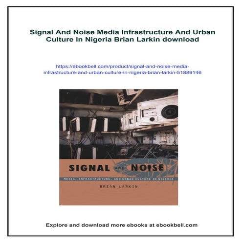 Signal And Noise Media Infrastructure And Urban Culture In Nigeria ...