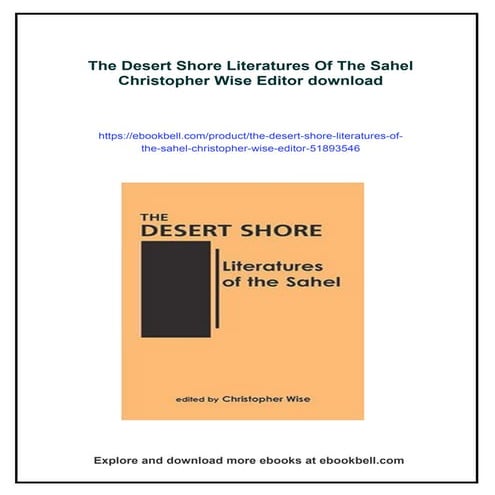 The Desert Shore Literatures Of The Sahel Christopher Wise Editor | PDF
