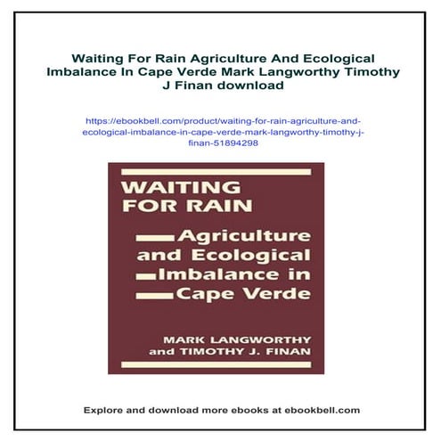 Waiting For Rain Agriculture And Ecological Imbalance In Cape Verde ...