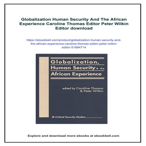 Globalization Human Security And The African Experience Caroline Thomas ...