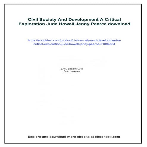 Civil Society And Development A Critical Exploration Jude Howell Jenny ...