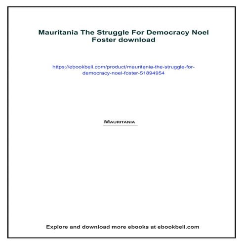 Mauritania The Struggle For Democracy Noel Foster | PDF
