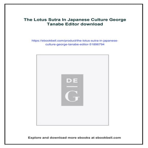 The Lotus Sutra In Japanese Culture George Tanabe Editor | PDF