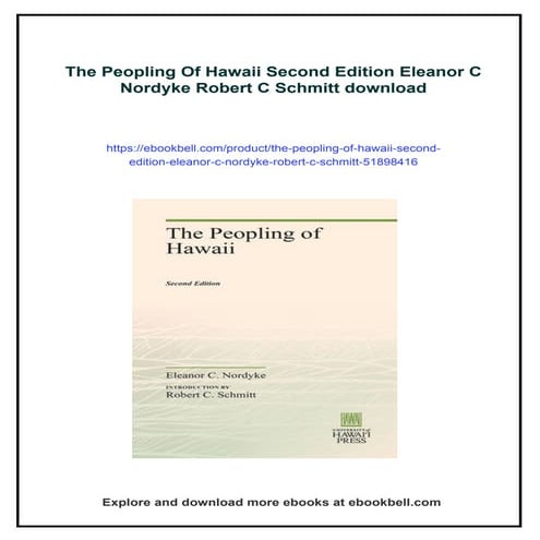 The Peopling Of Hawaii Second Edition Eleanor C Nordyke Robert C ...