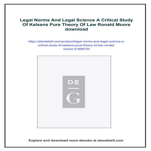 Legal Norms And Legal Science A Critical Study Of Kelsens Pure Theory ...