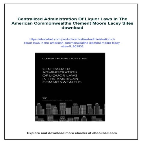 Centralized Administration Of Liquor Laws In The American Commonwealths ...