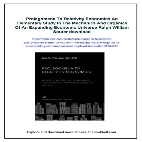 Prolegomena To Relativity Economics An Elementary Study In The ...