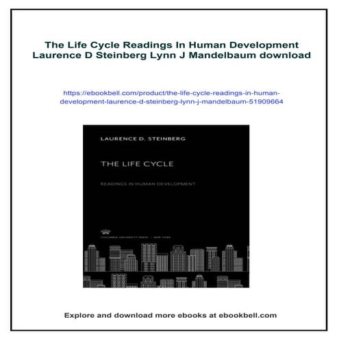 The Life Cycle Readings In Human Development Laurence D Steinberg Lynn ...