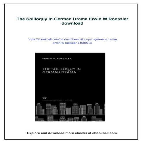 The Soliloquy In German Drama Erwin W Roessler | PDF