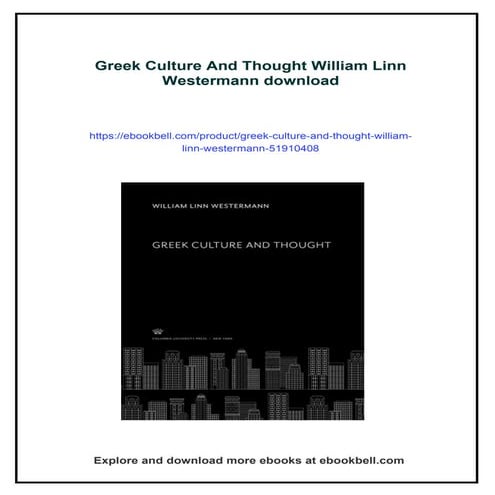 Greek Culture And Thought William Linn Westermann | PDF