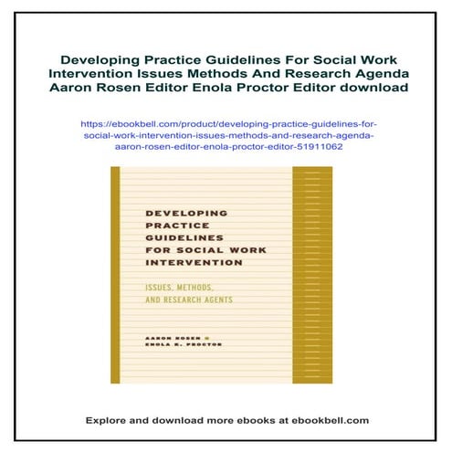 Developing Practice Guidelines For Social Work Intervention Issues ...
