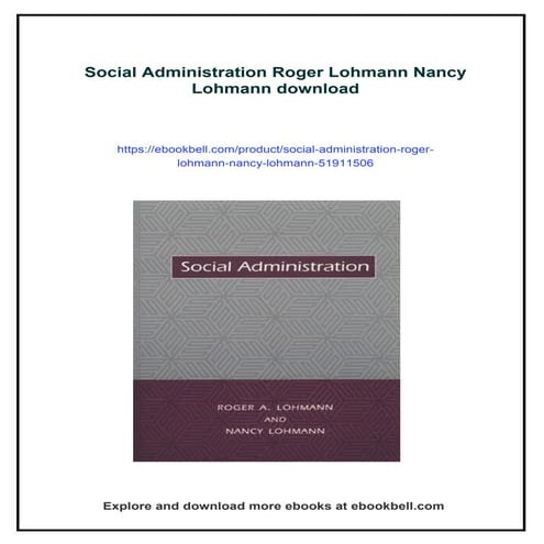 Social Administration Roger Lohmann Nancy Lohmann | PDF