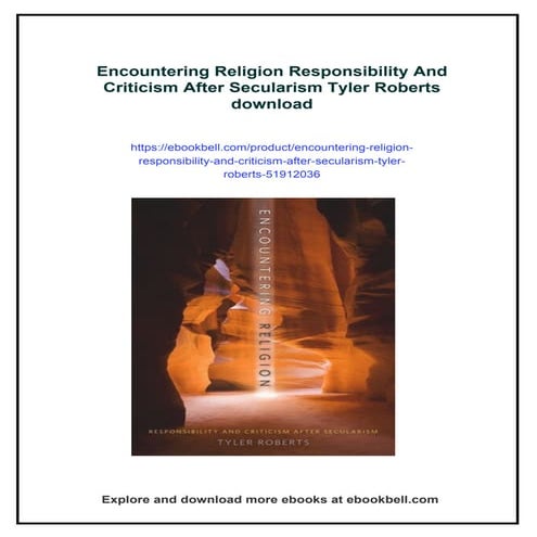 Encountering Religion Responsibility And Criticism After Secularism ...