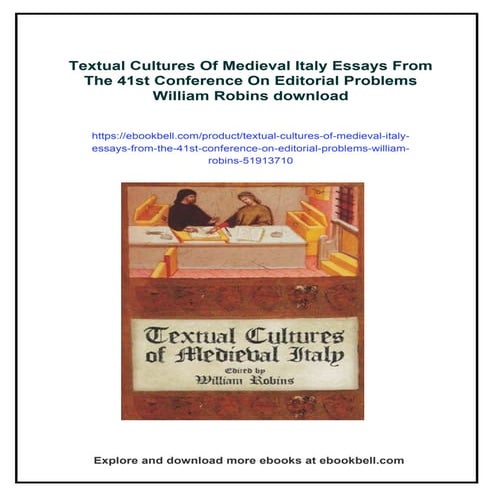 Textual Cultures Of Medieval Italy Essays From The 41st Conference On ...