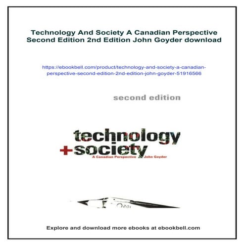 Technology And Society A Canadian Perspective Second Edition 2nd ...